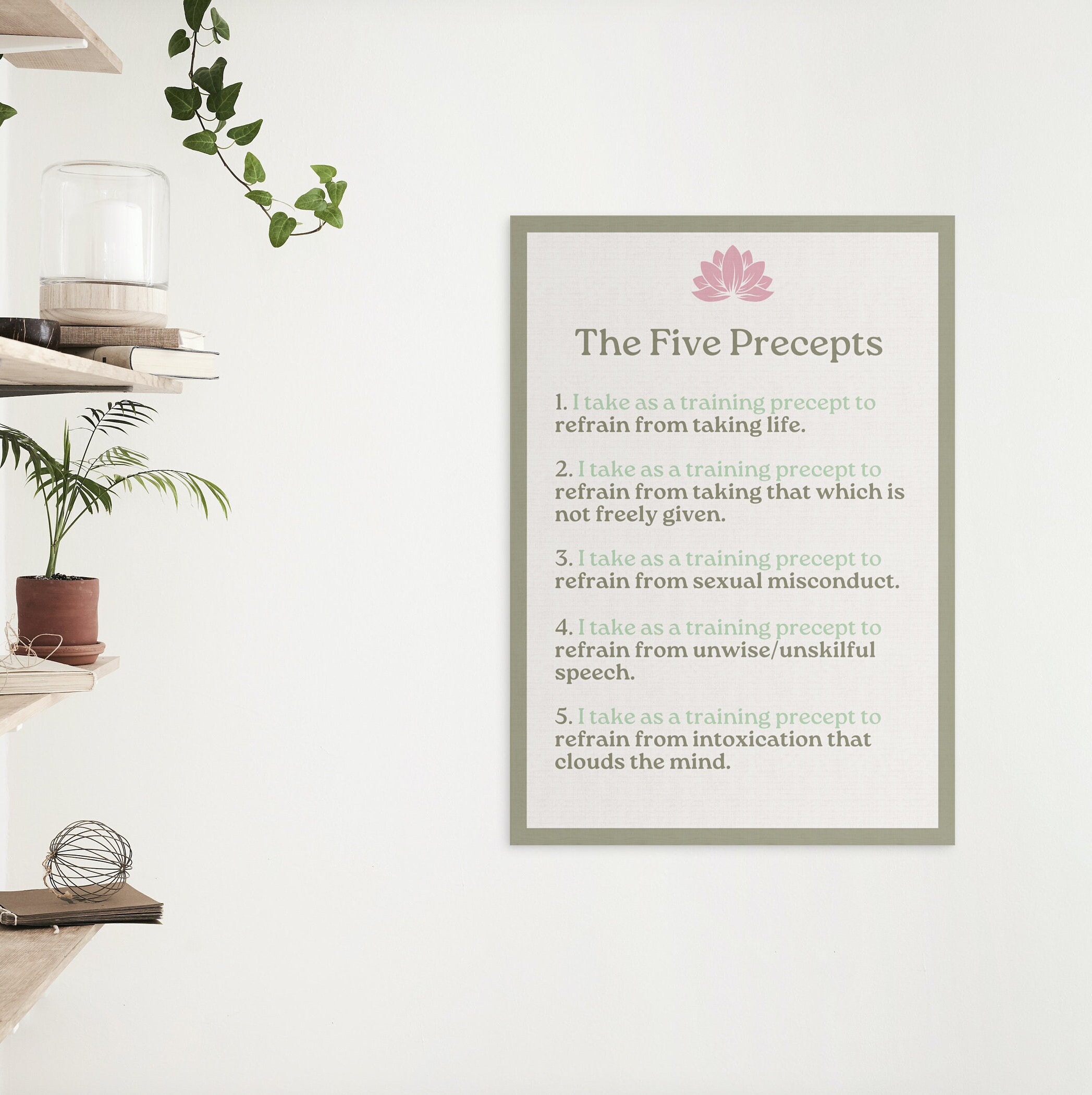 The Five Precepts Print: a Digital Downloadable Poster - Etsy