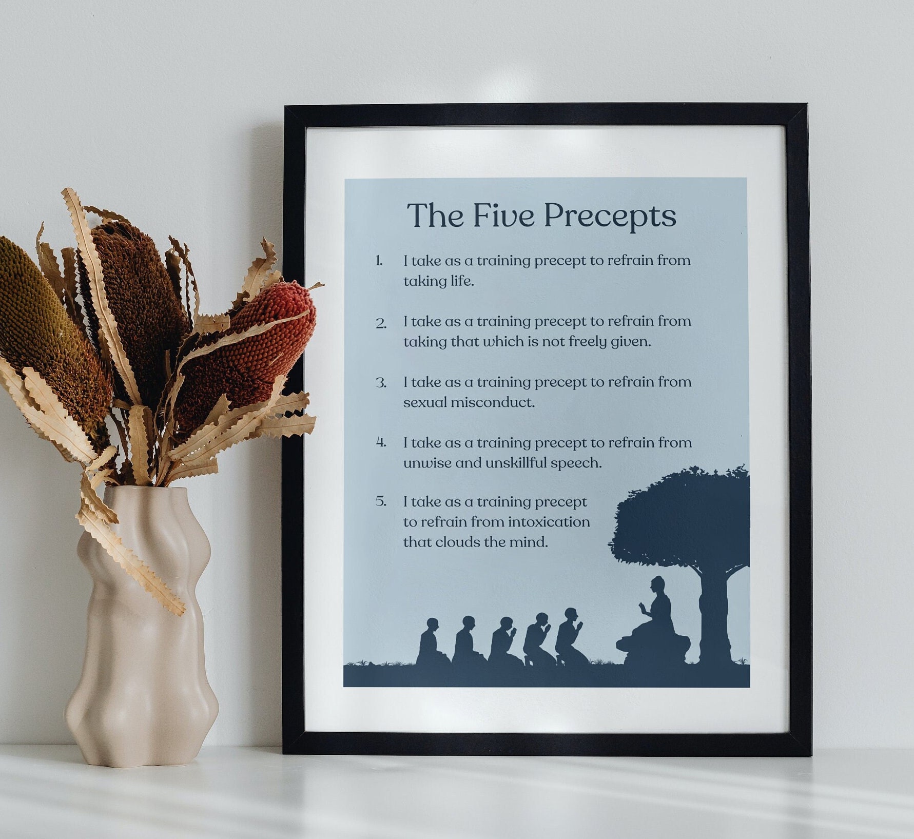 The Five Precepts Print- a Digital Downloadable Print - Light Blue - Etsy