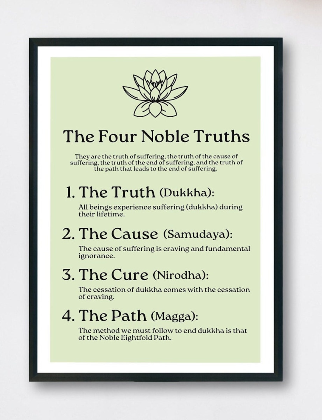 The Four Noble Truths Print - a Digital Downloadable Poster - Light Green - Etsy
