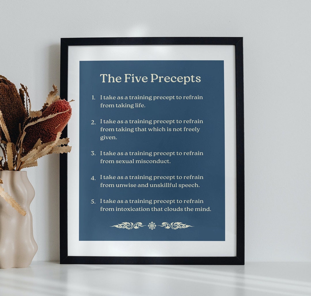 The Five Precepts Print - Digital Downloadable Print - Dark Blue - Etsy