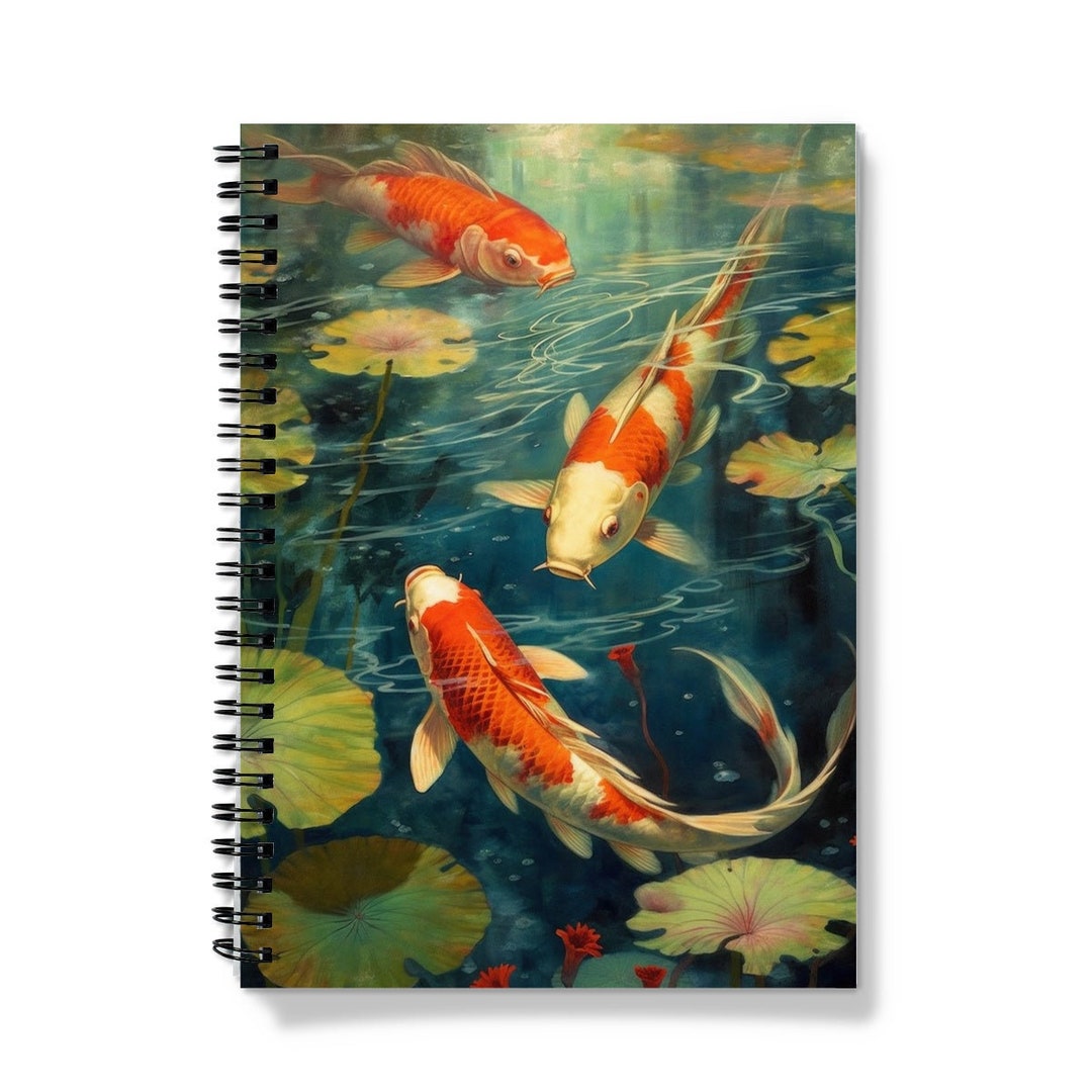 Koi Carp Pond Notebook A4 / A5 Spiral Notebook, Lined/graph Paper Perfect Christmas Present ...