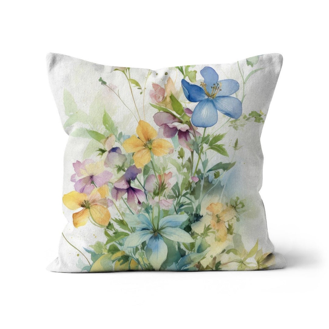Wildflower Cushion Botanical Floral Cushion With Insert Super-soft Faux ...