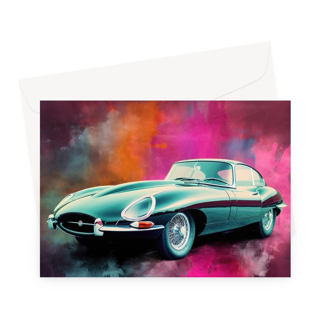Jaguar E-type Classic Car Card Blank Card With a Cool Classic Car ...