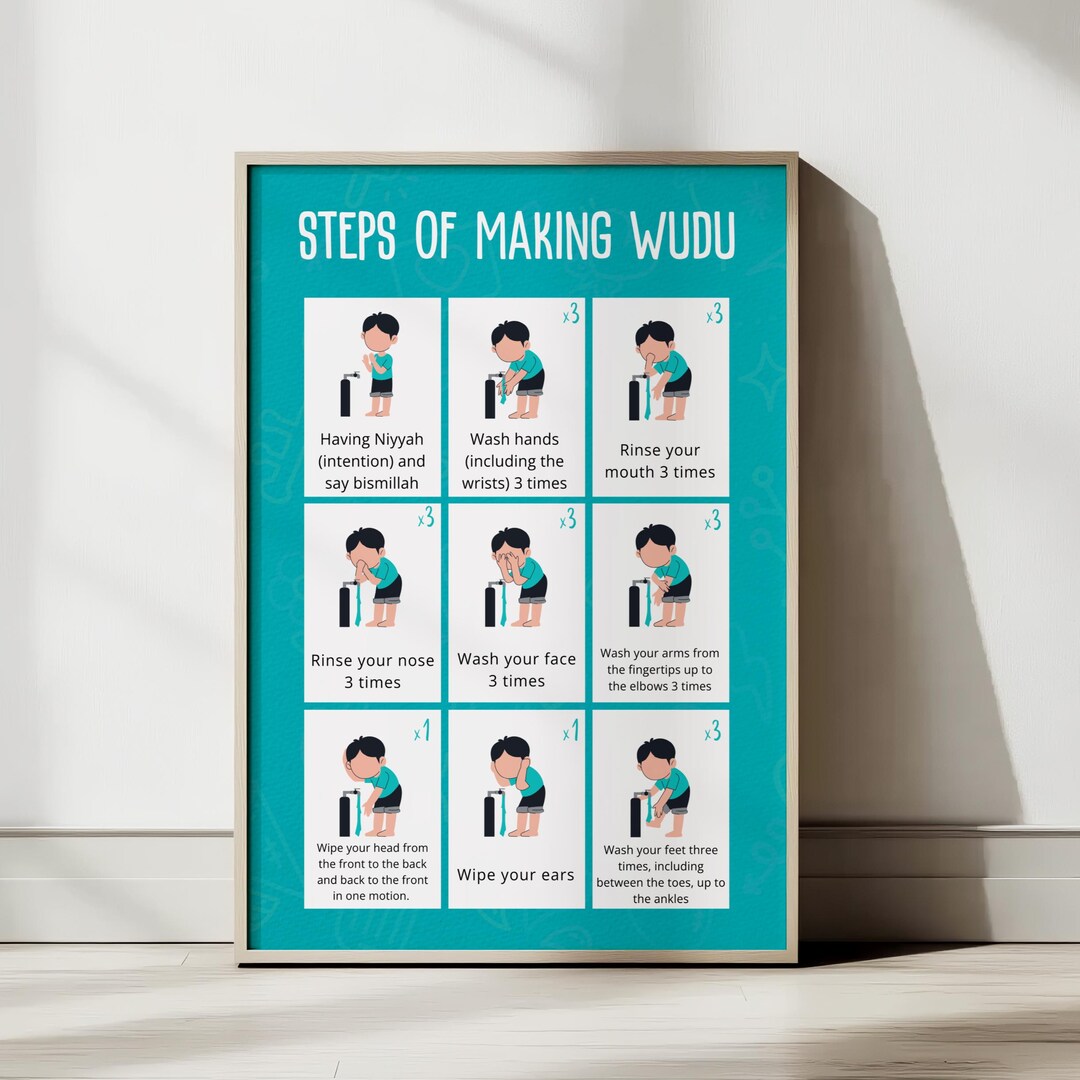 Kids Wudu Steps Poster: Islamic Ablution Guide, Muslim Learning ...