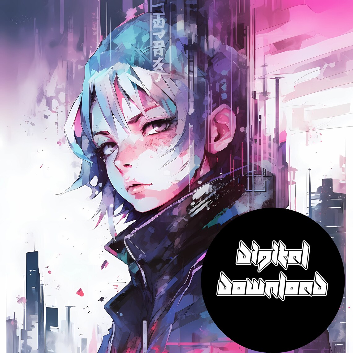 Digital Dreams: Cyberpunk Digital Print, Poster, Cyberpunk Girl, Wall ...