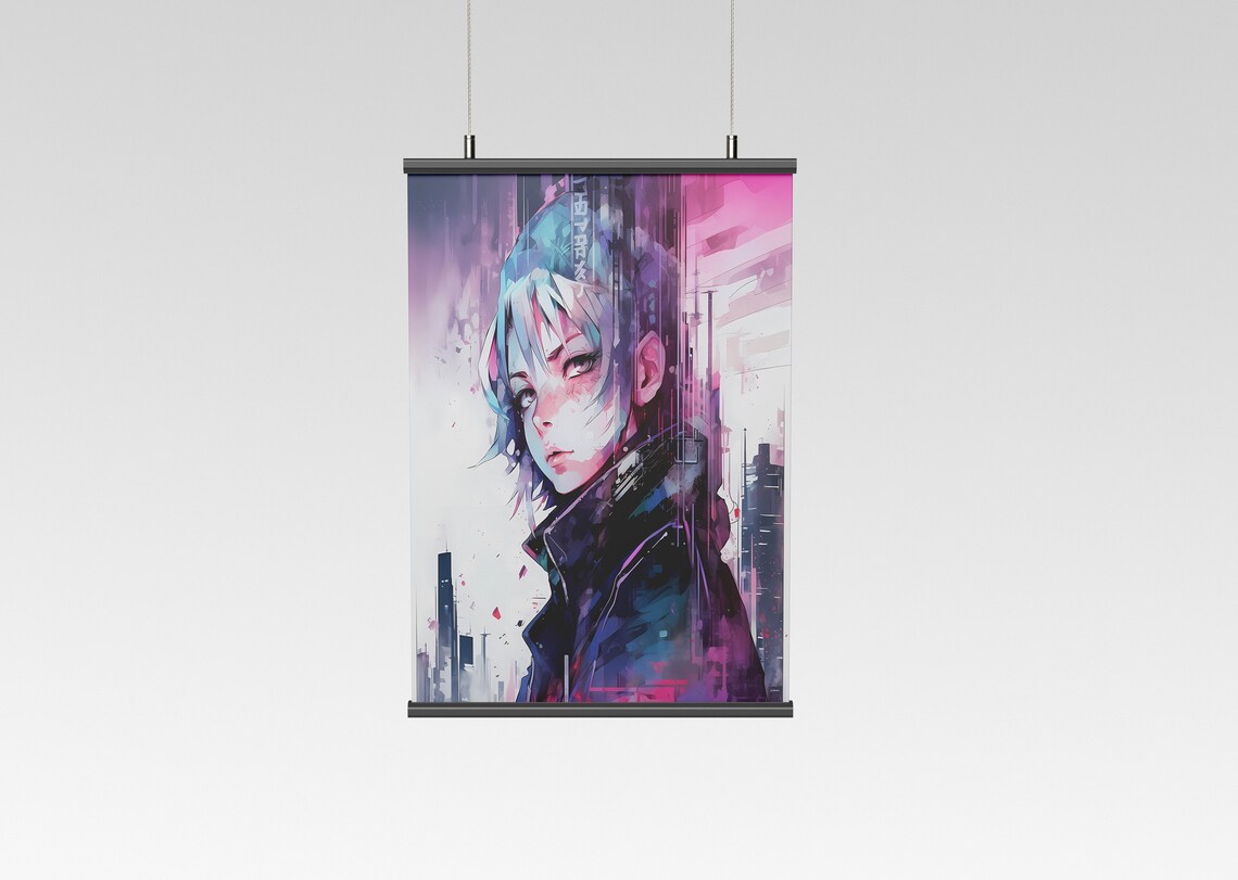 Digital Dreams: Cyberpunk Digital Print, Poster, Cyberpunk Girl, Wall ...