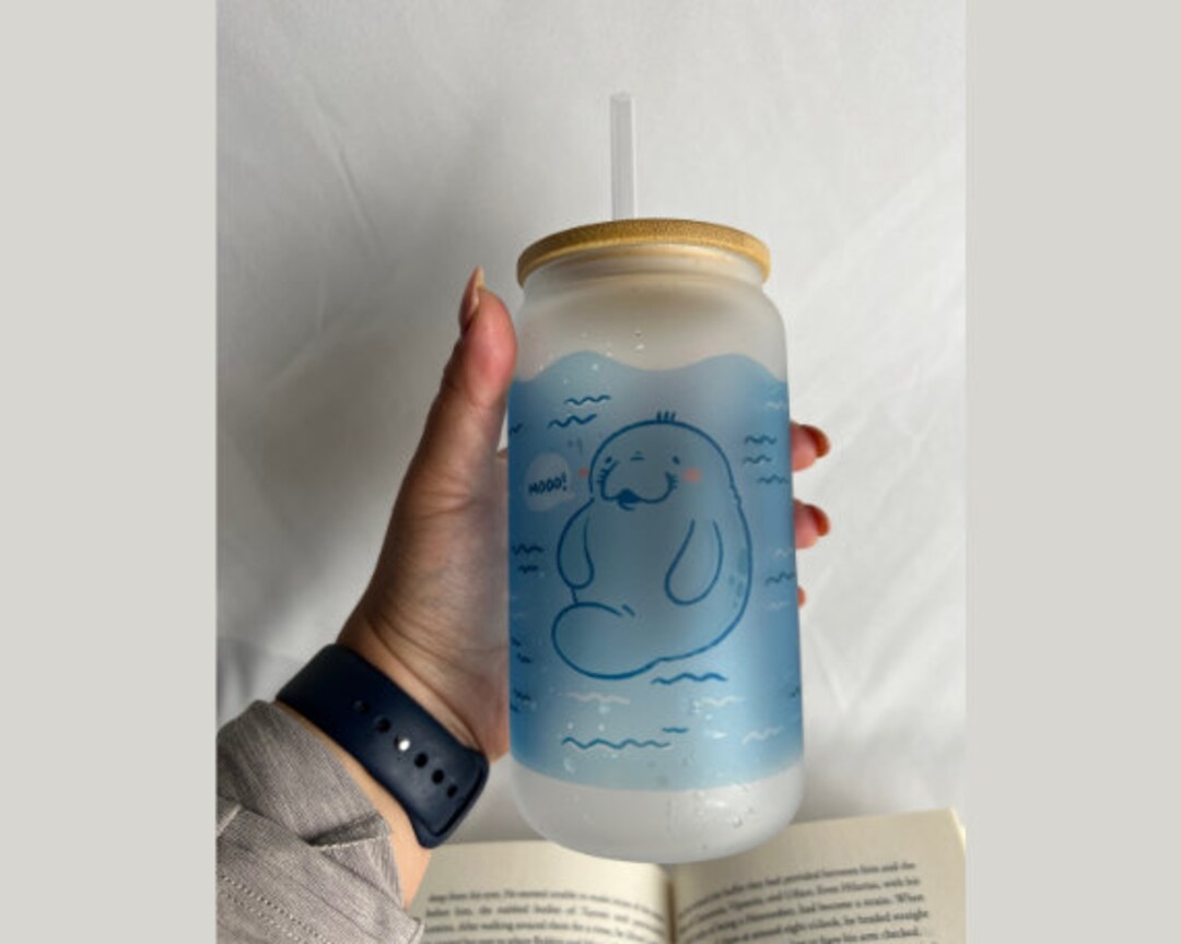 Cute Manatee Cup Manatee Glass Can Gift for Her Kawaii - Etsy