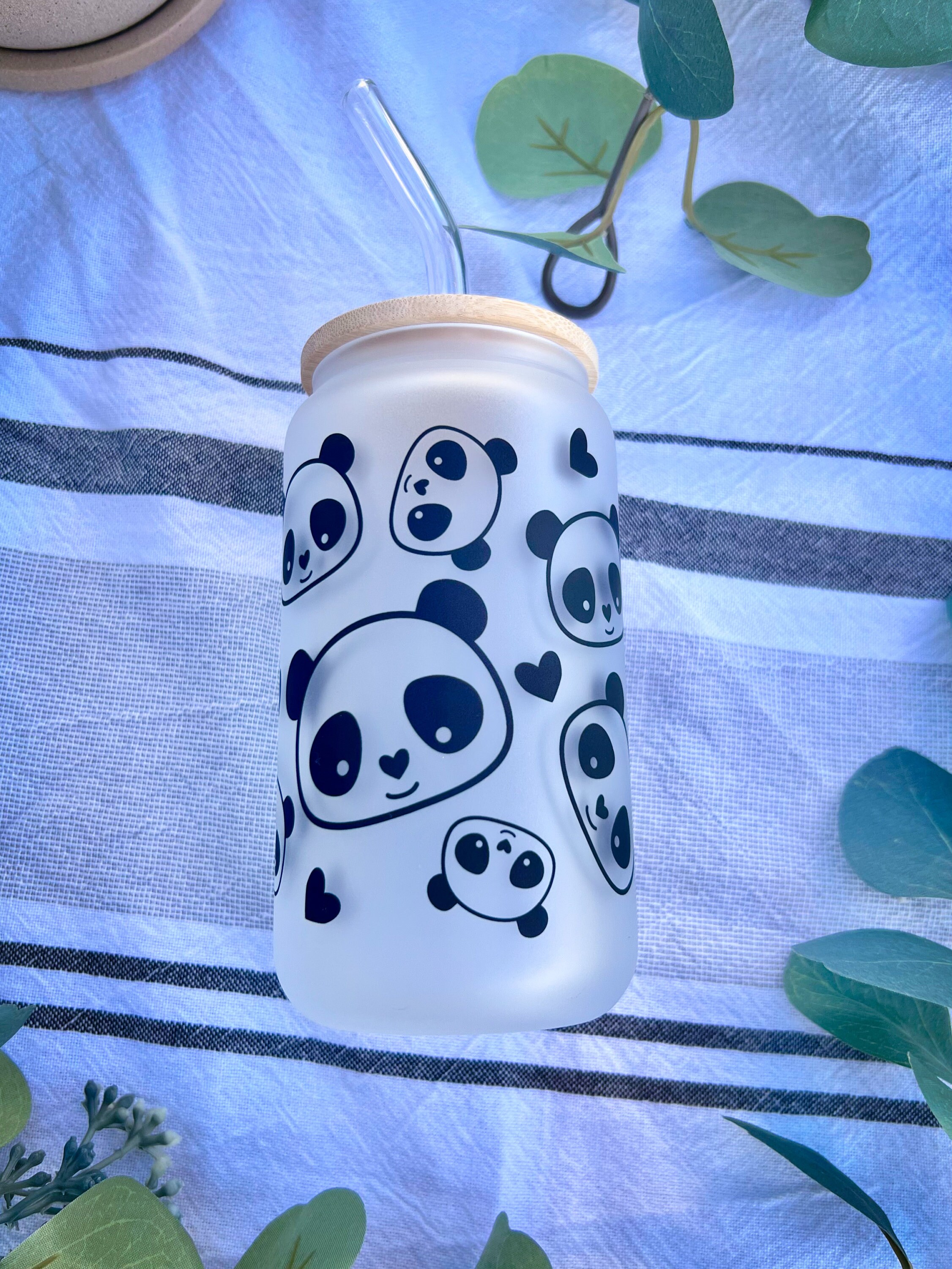 Cute Panda Cup, Panda Glass Can, Kawaii Panda Iced Coffee Cup - Etsy
