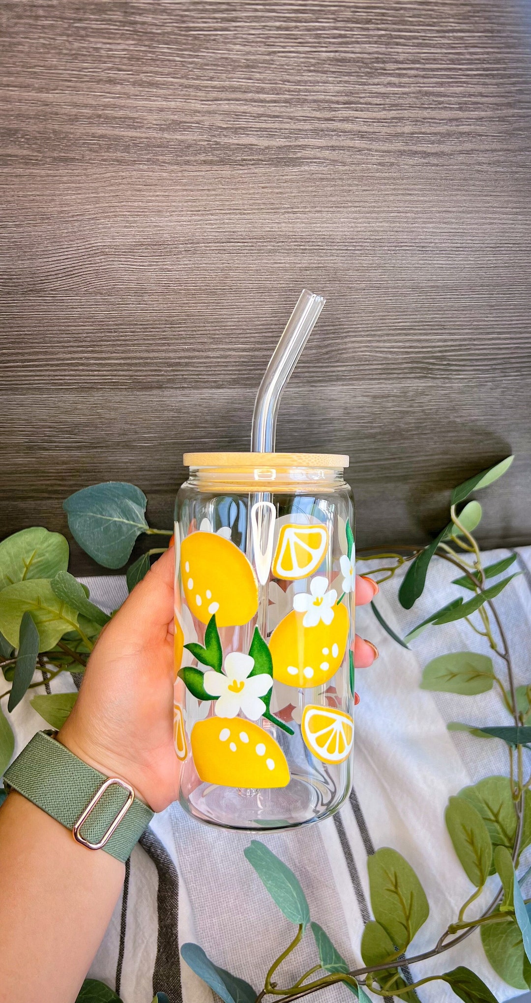 Lemon Glass Cup Lemon Theme Beer Glass Iced Coffee Iced Tea - Etsy