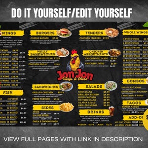 Tv Menu Board for Restaurant, Digital Menu Board, or Printable Menu ...