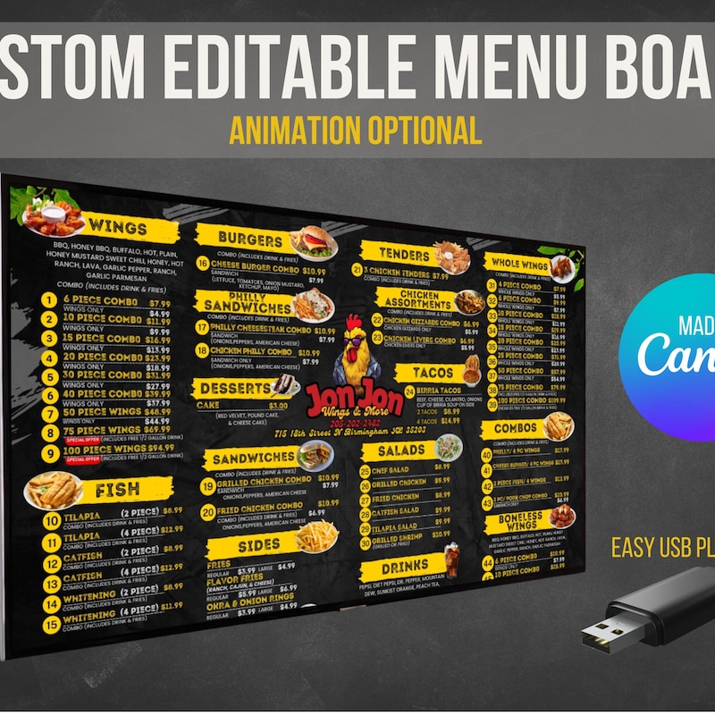 Restaurant Menu No Photos - Etsy