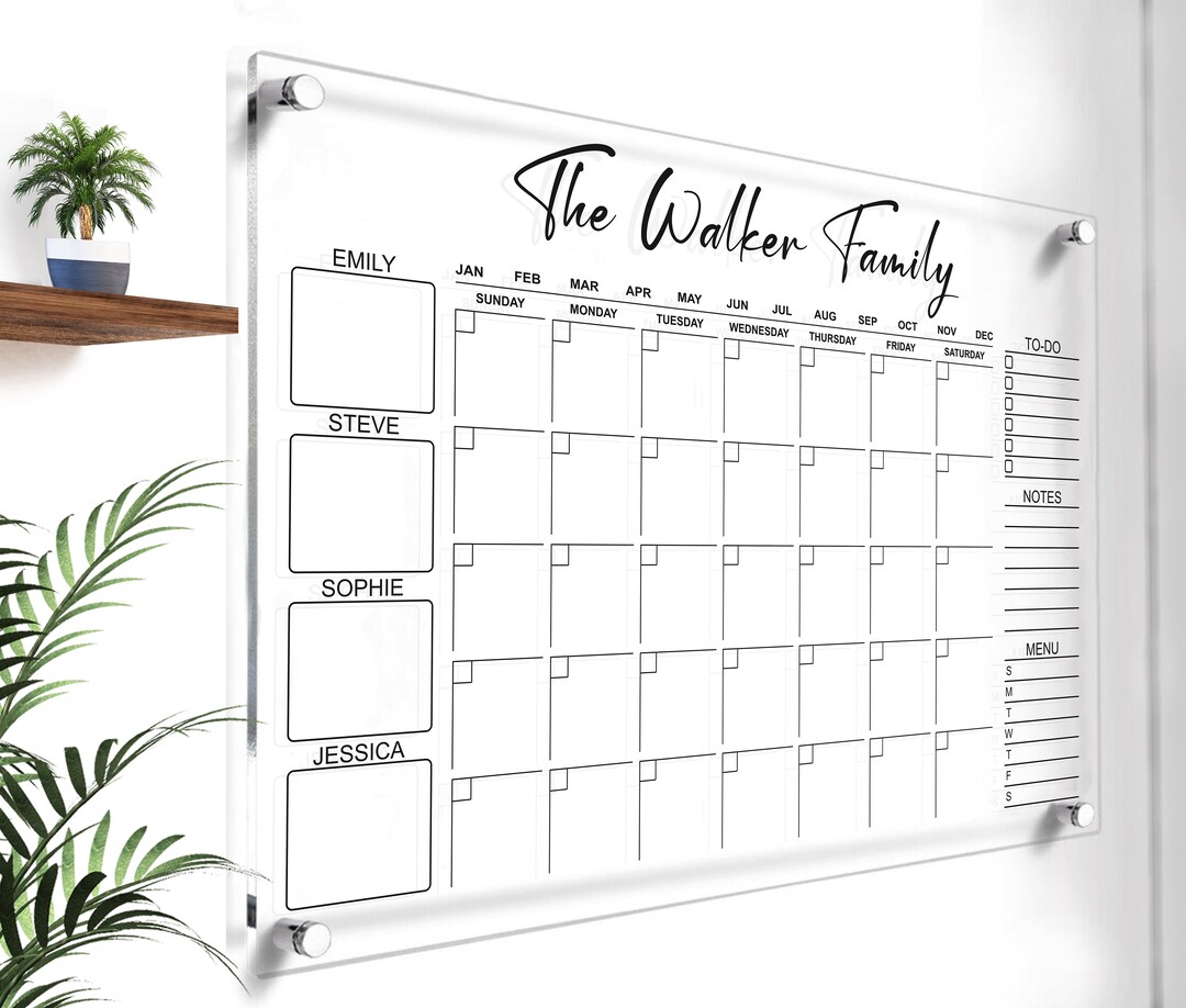 Clear Acrylic Calendar for Wall Large Clear Dry Erase Calendar for Wall ...