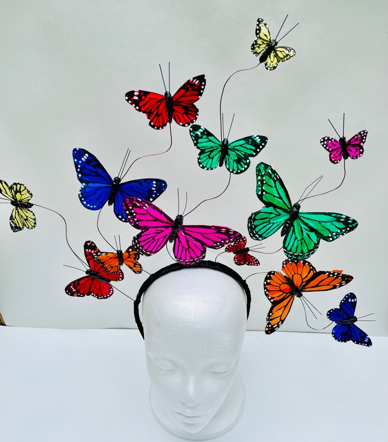 Rainbow Monarch Butterfly Headpiece Costume Crown Head Piece Fairy ...