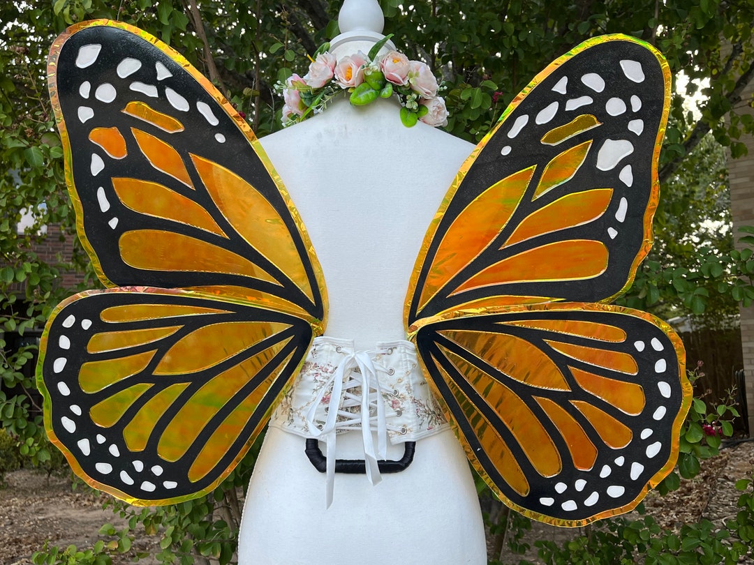Monarch Butterfly Fairy Wings - Orange Black Large Adult Size Cosplay ...