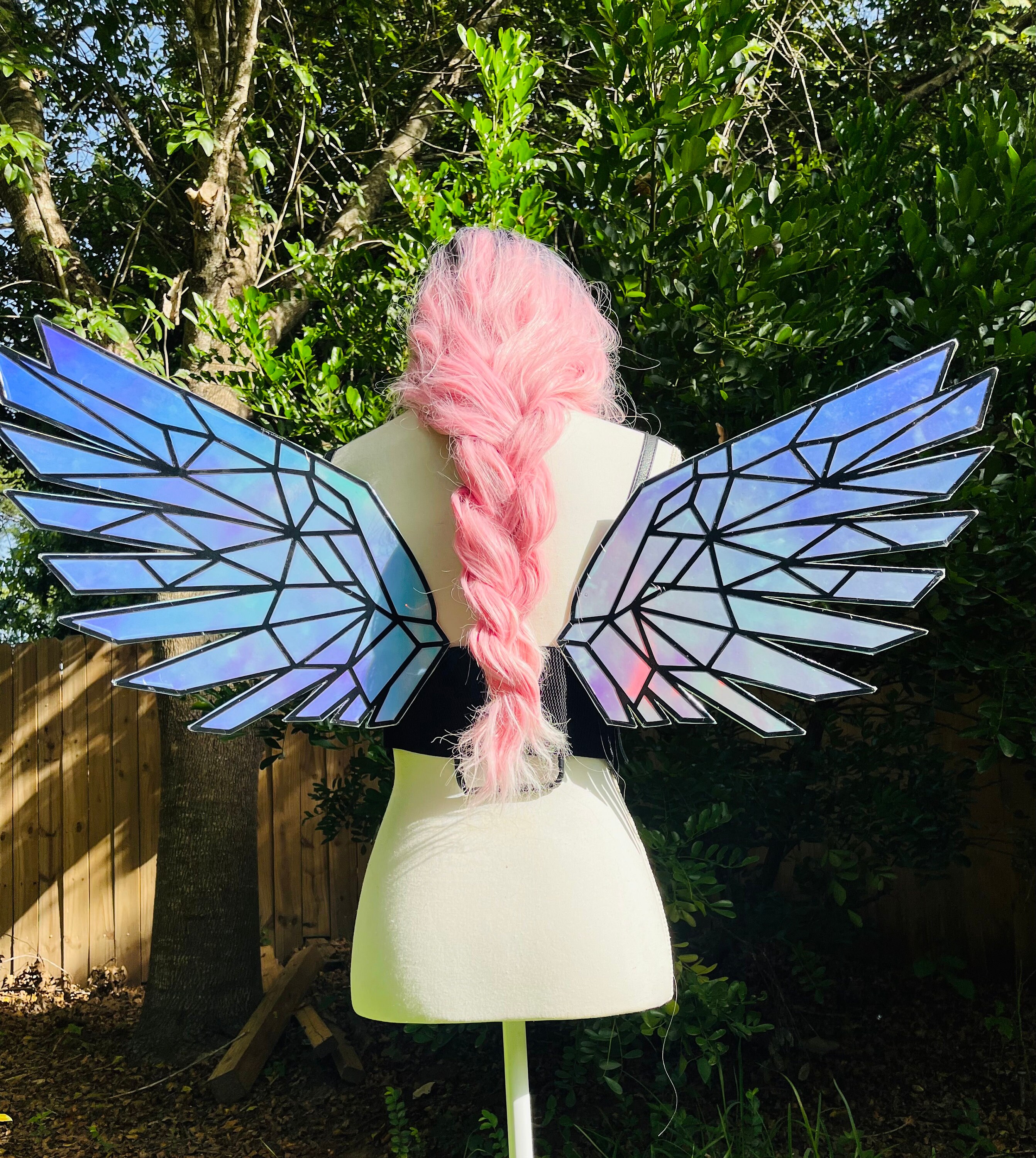 Mirrored Geometric Angel Wings Adult Cosplay Costume Silver Pink Blue ...