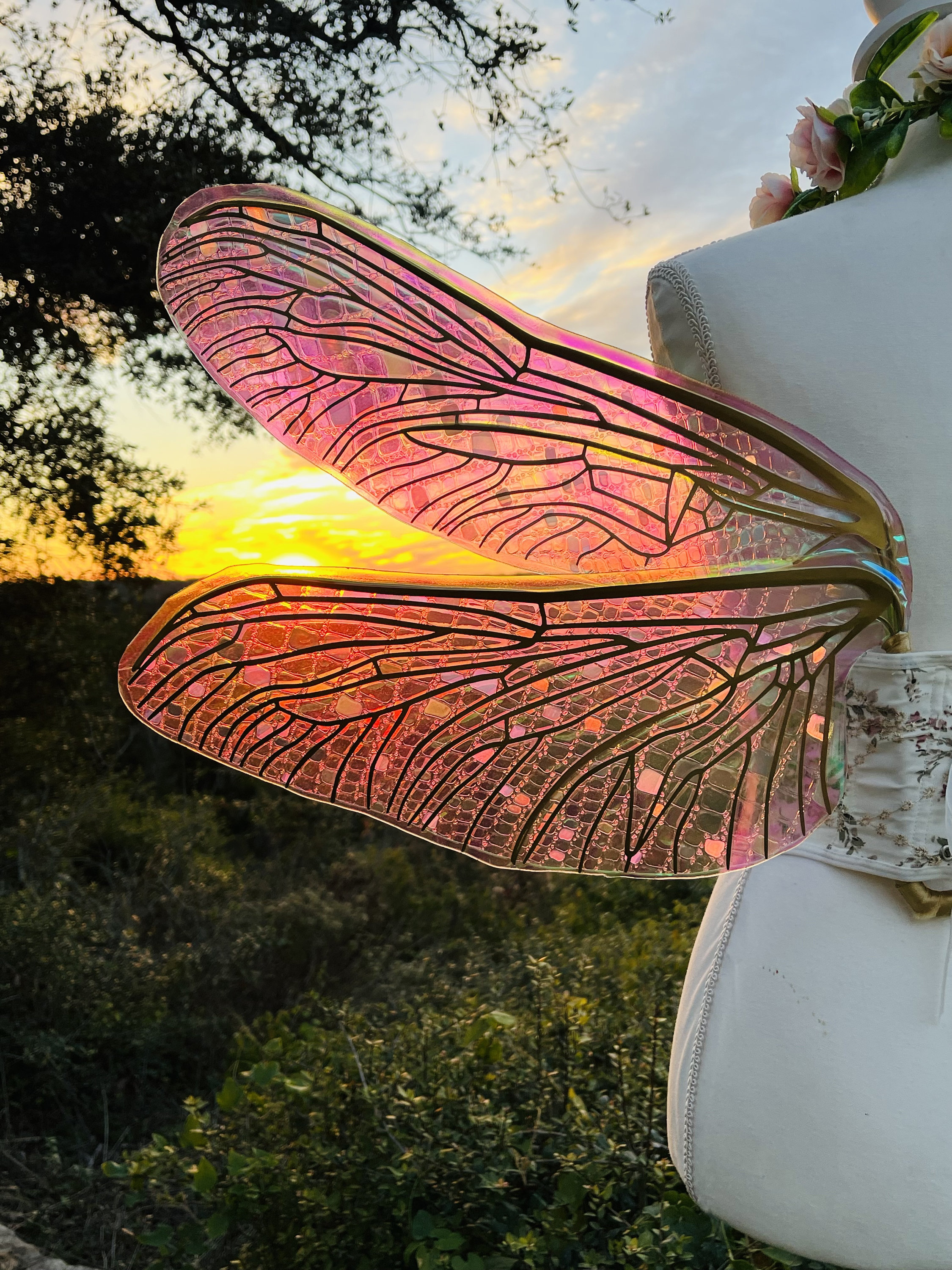 Dragonfly Fairy Wings Gold Pink Green Adult Size Iridescent Rave ...