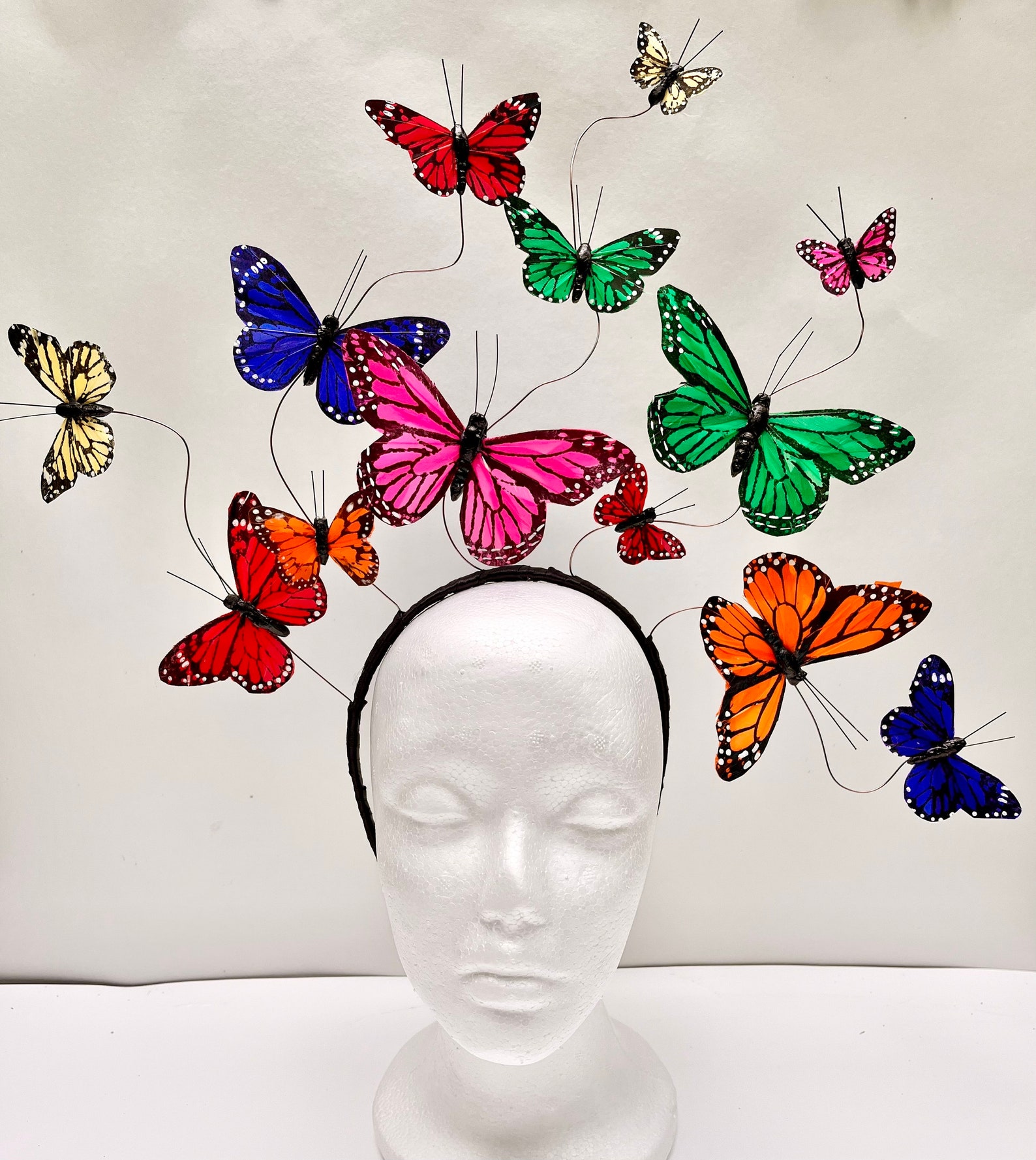 Rainbow Monarch Butterfly Headpiece Costume Crown Head Piece Fairy ...
