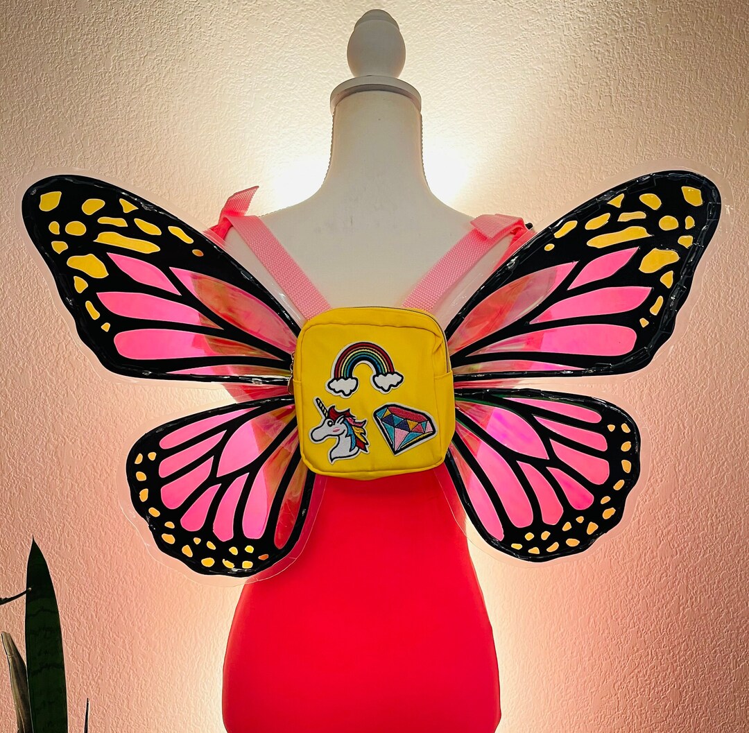 Mini Backpack With Light up Wings - Costume Butterfly Fairy With Straps ...