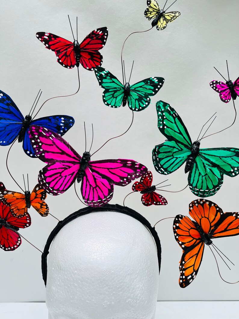 Rainbow Monarch Butterfly Headpiece Costume Crown Head Piece Fairy ...