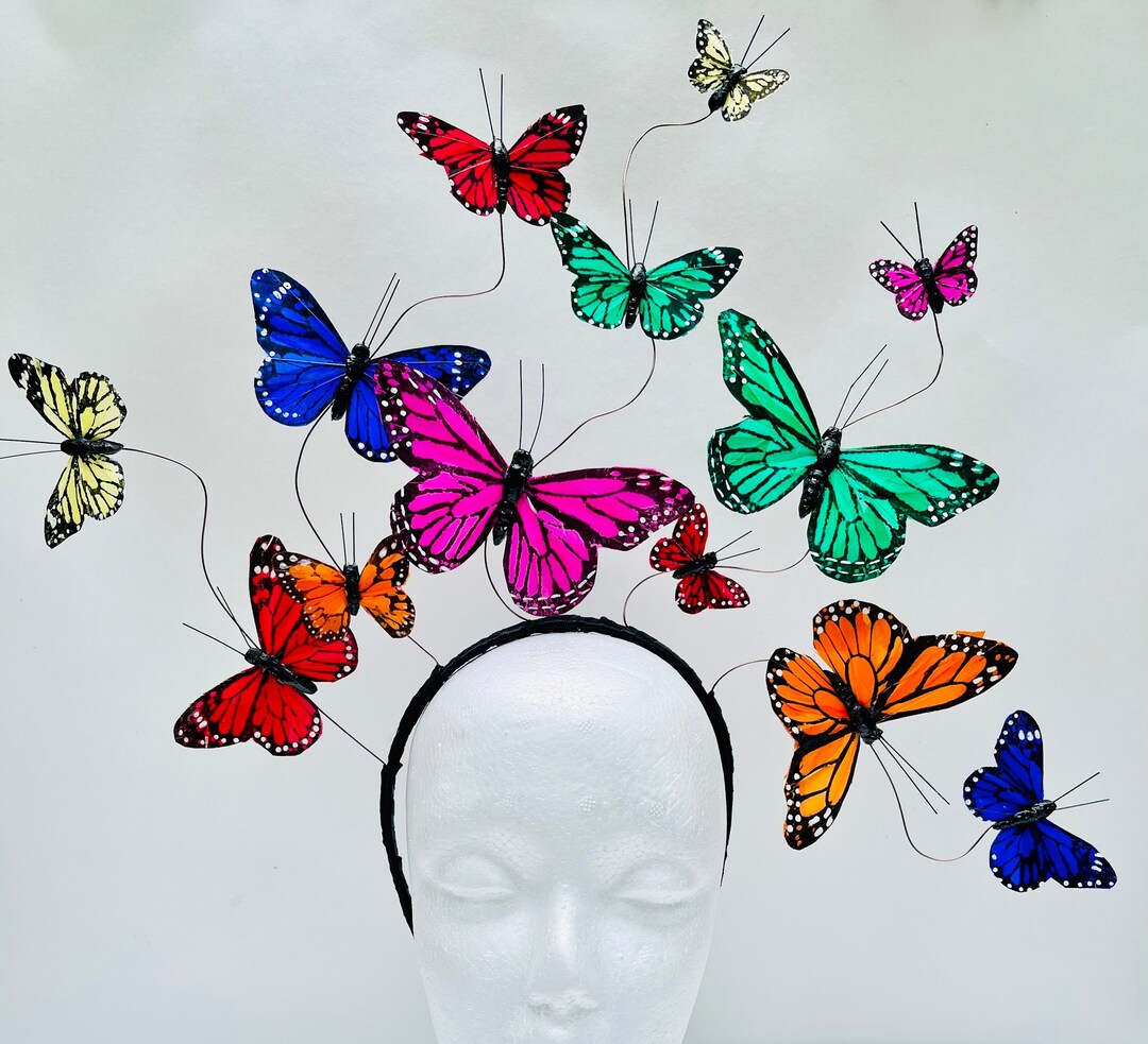 Rainbow Monarch Butterfly Headpiece Costume Crown Head Piece Fairy ...