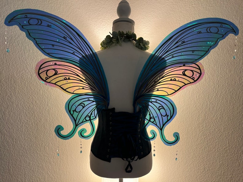 Water Fairy Mermaid Wings Adult Cosplay Butterfly Blue Pink Silver ...