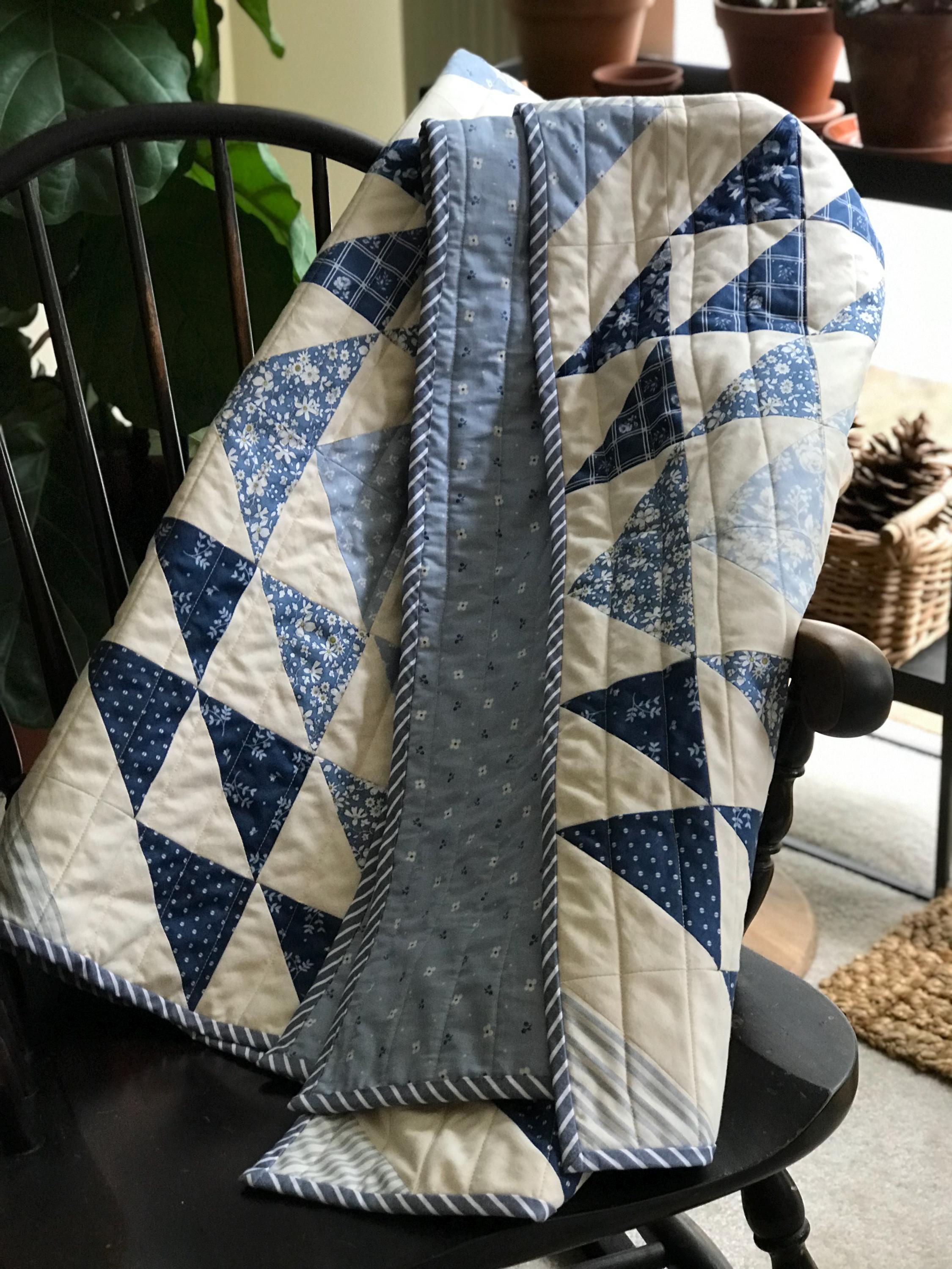 Handmade Quilt, Patchwork Quilt, Throw Size Quilt, Blue Quilt, Home ...