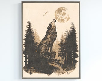 Wolf Howl 16" X 10" Wolves Howling at the Moon Print - Etsy
