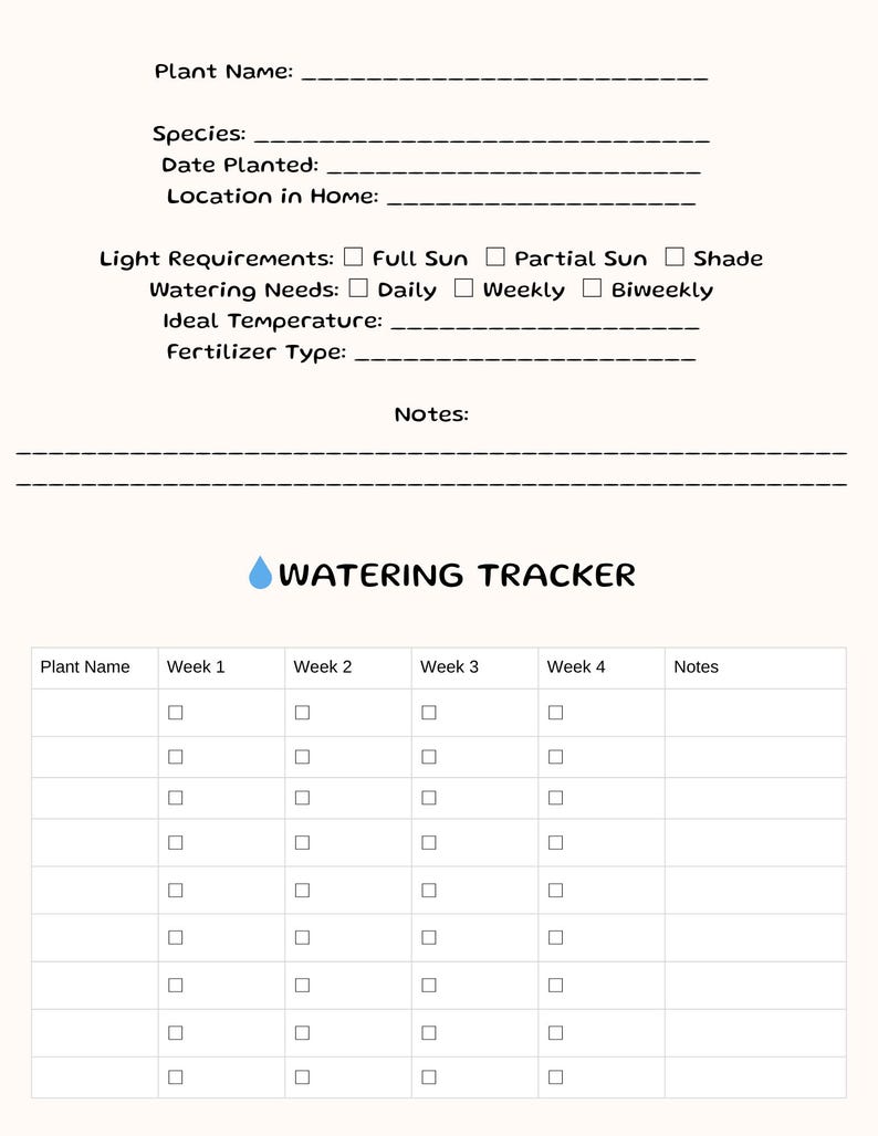 Plant Care Planner – Digital Printable Journal for Houseplants ...