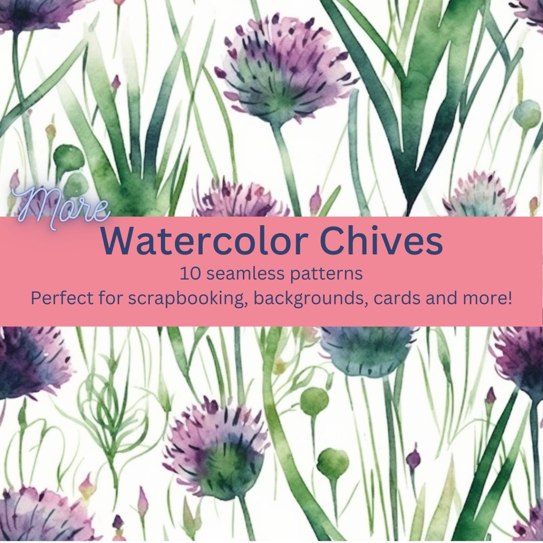 10 More Digital Seamless Watercolor Chives Patterns: Flavorful ...