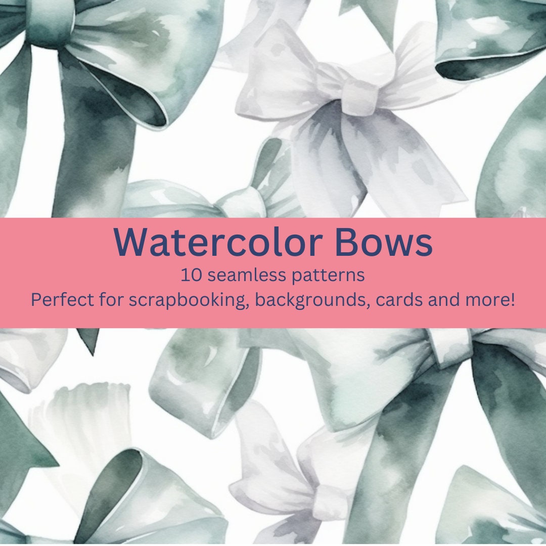 10 Charming Digital Seamless Watercolor Bow Patterns: Elegant - Etsy