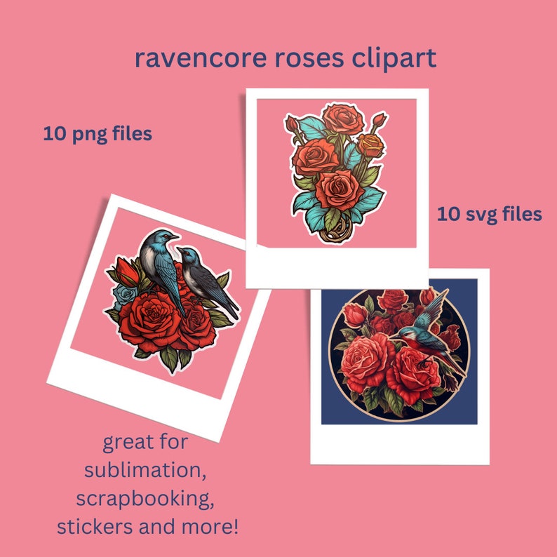 Ravencore Roses Clipart Bundle 10 PNG & SVG Files for - Etsy