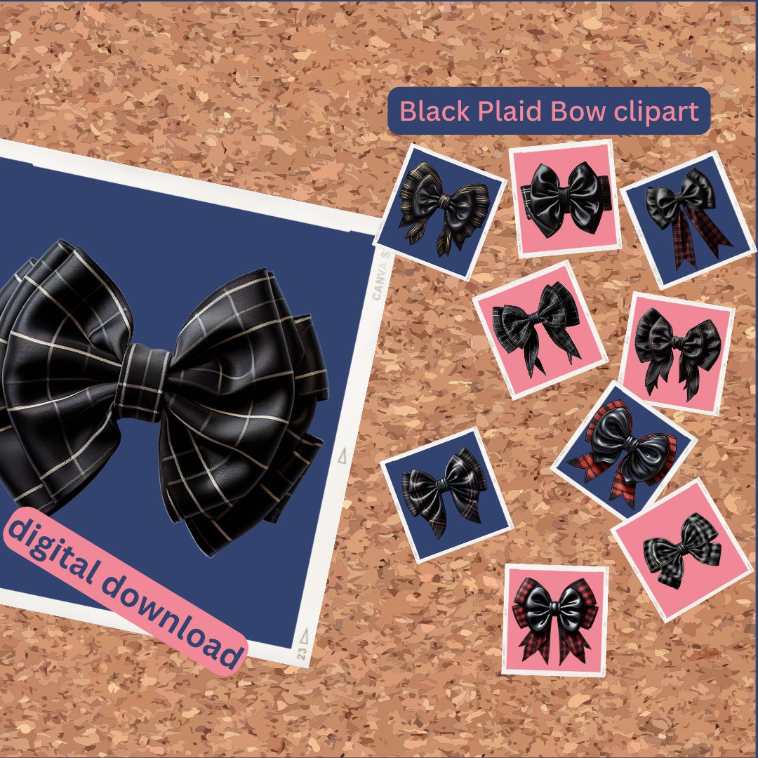 Black Plaid Bow Clipart Bundle - Perfect Designs for Scrapbooking, Web ...
