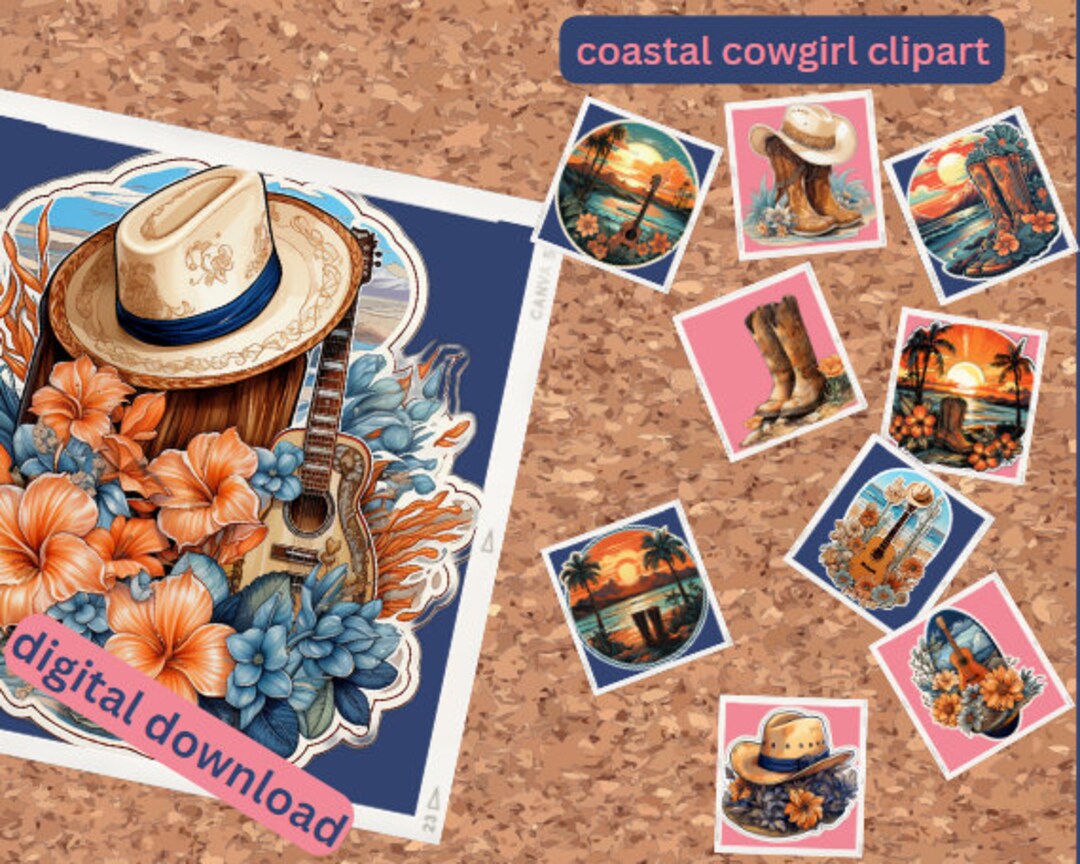 Coastal Cowgirl Clipart Bundle - Western Surf Designs Perfect for ...