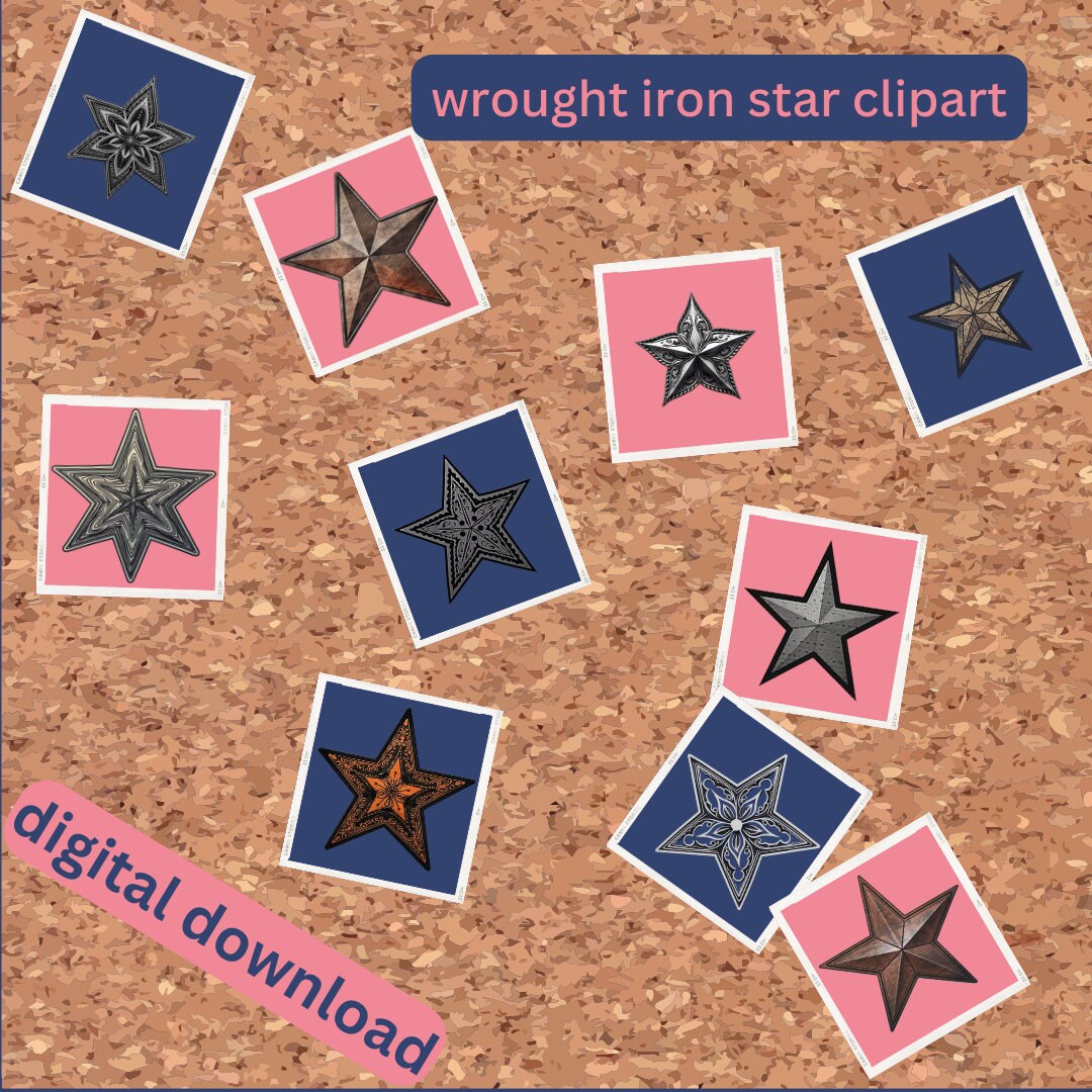 Even More Wrought Iron Star Clipart Bundle - 10 PNG & SVG Files for ...