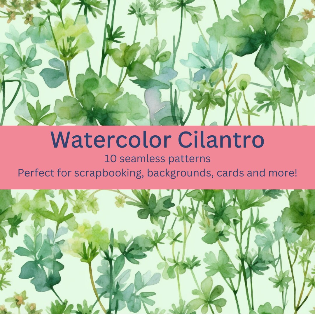 10 Fresh Digital Seamless Cilantro Watercolor Patterns : Even More ...