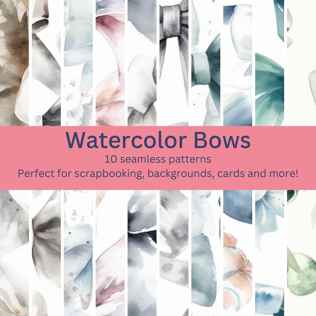 10 Charming Digital Seamless Watercolor Bow Patterns: Even More Elegant ...