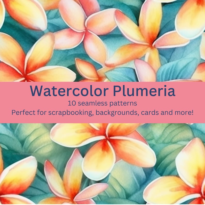 10 Exotic Plumeria Watercolor Patterns Digital Seamless - Etsy