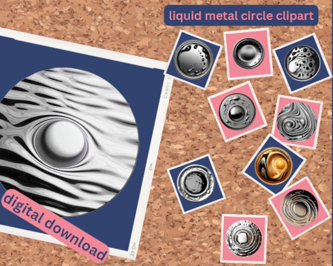 Unique Liquid Metal Circle Clipart Bundle, PNG & SVG, Even More Designs ...