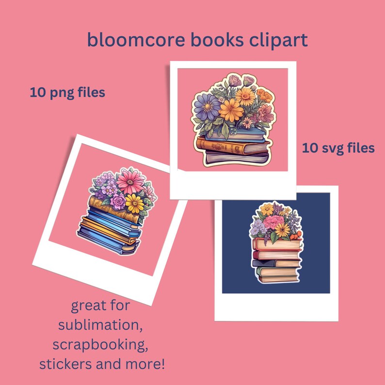More Bloomcore Books Clipart Bundle - 10 PNG & SVG Files for ...