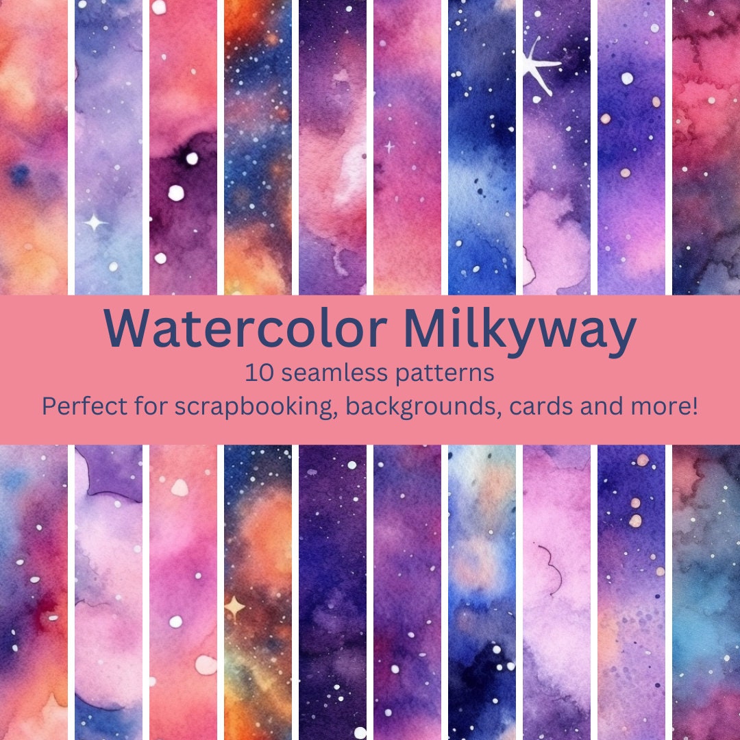 10 Galactic Milky Way Watercolor Patterns - Digital Seamless Designs ...