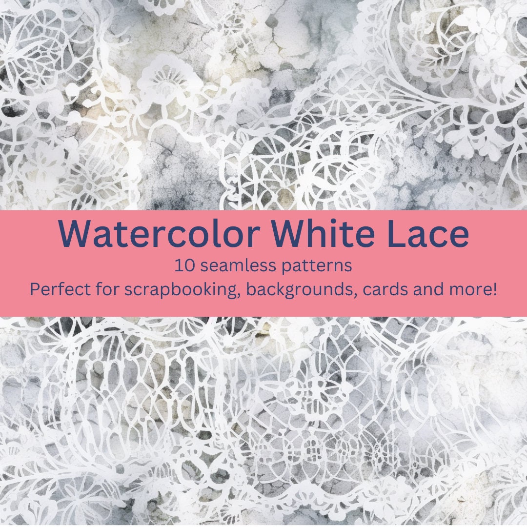 10 Digital Seamless Watercolor White Lace Patterns: Even More - Etsy UK