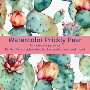10 Seamless Prickly Pear Cactus Watercolor Patterns - Even More High ...