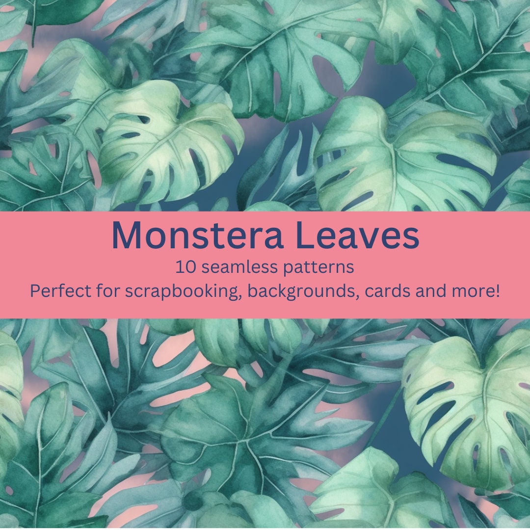 10 More Digital Seamless Watercolor Monstera Patterns: Lush Tropical ...