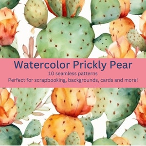 10 Seamless Prickly Pear Cactus Watercolor Patterns - Even More High ...