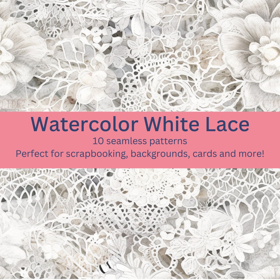 10 Digital Seamless Watercolor White Lace Patterns: Even More - Etsy UK