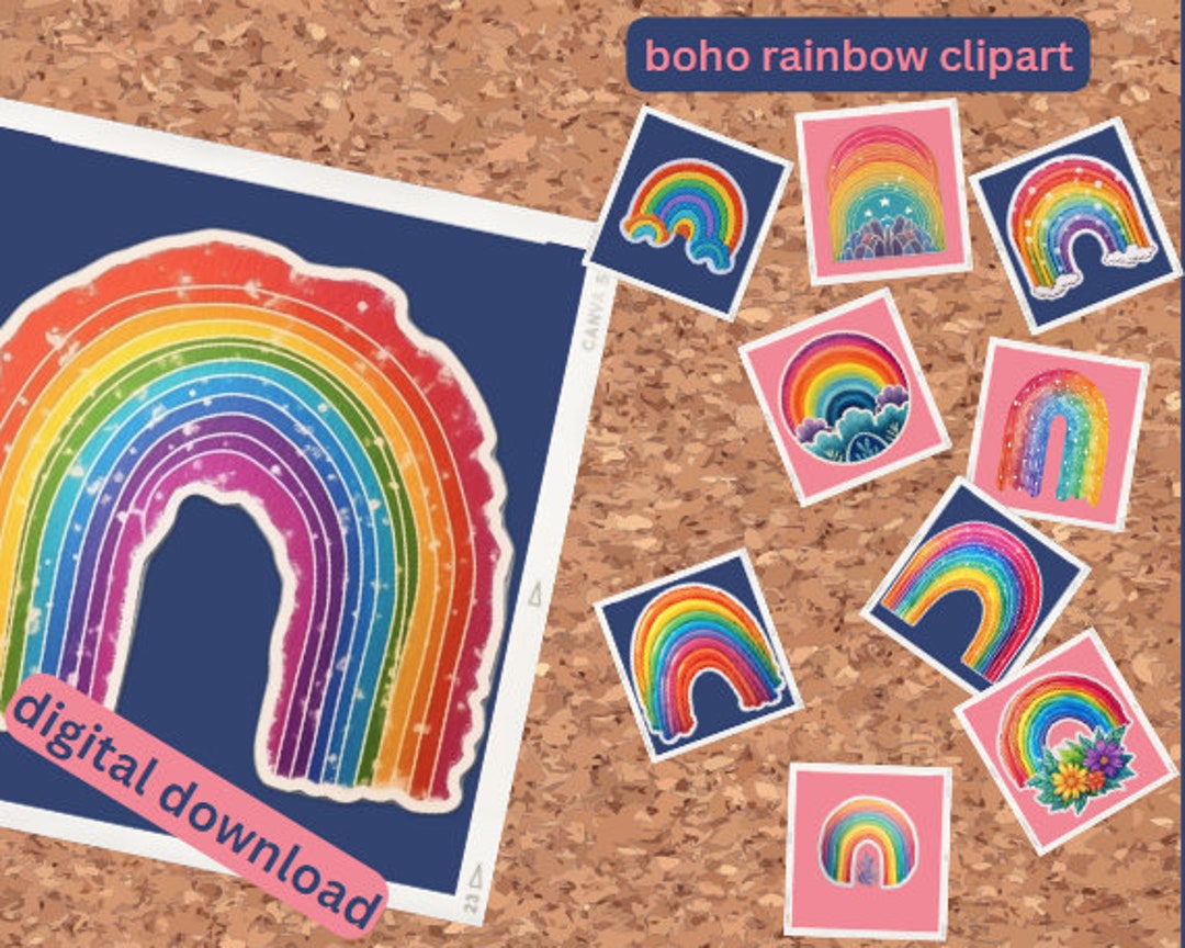 Boho Rainbow Clipart Bundle - Perfect for Scrapbooking, Web Design ...