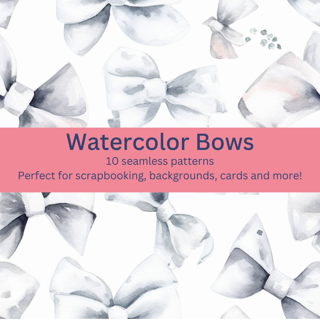 10 Charming Digital Seamless Watercolor Bow Patterns: Elegant - Etsy