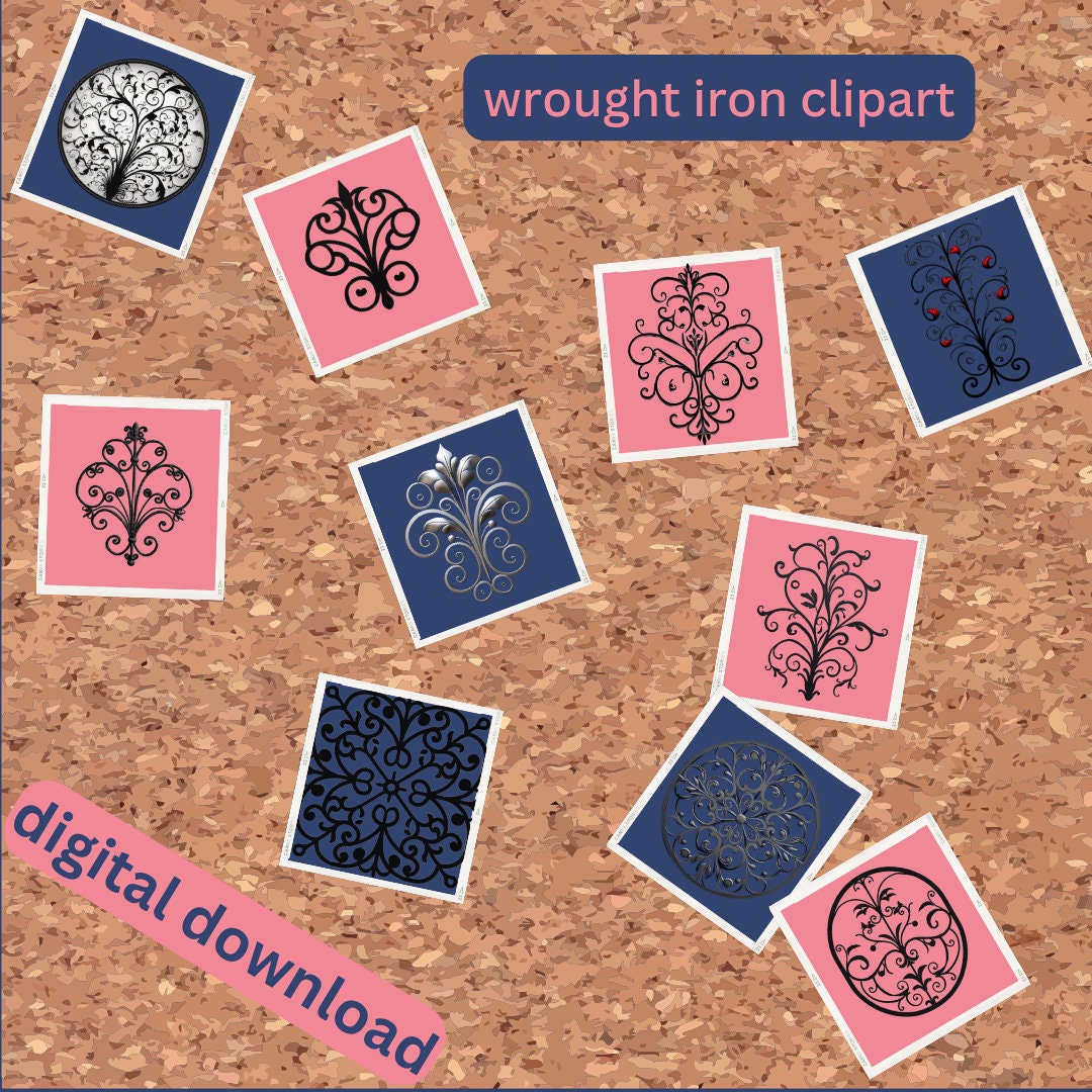 Wrought Iron Clipart Bundle - 10 PNG & SVG Files for Scrapbooking ...