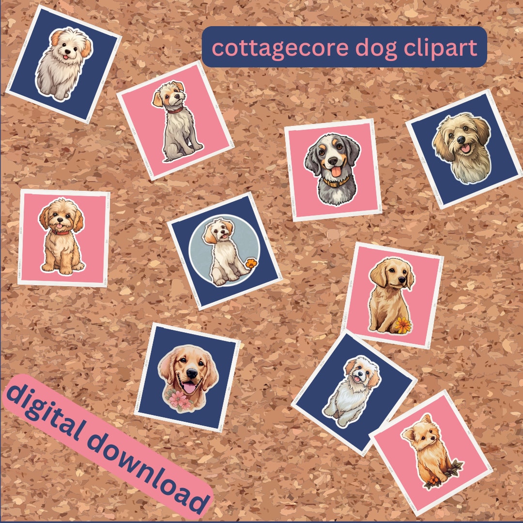 More Cottagecore Dog Clipart Bundle - 10 PNG & SVG Files for ...