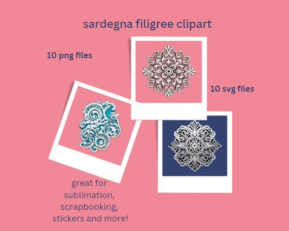 More Intricate Sardegna Filigree Clipart Bundle 10 PNG & SVG Files for ...